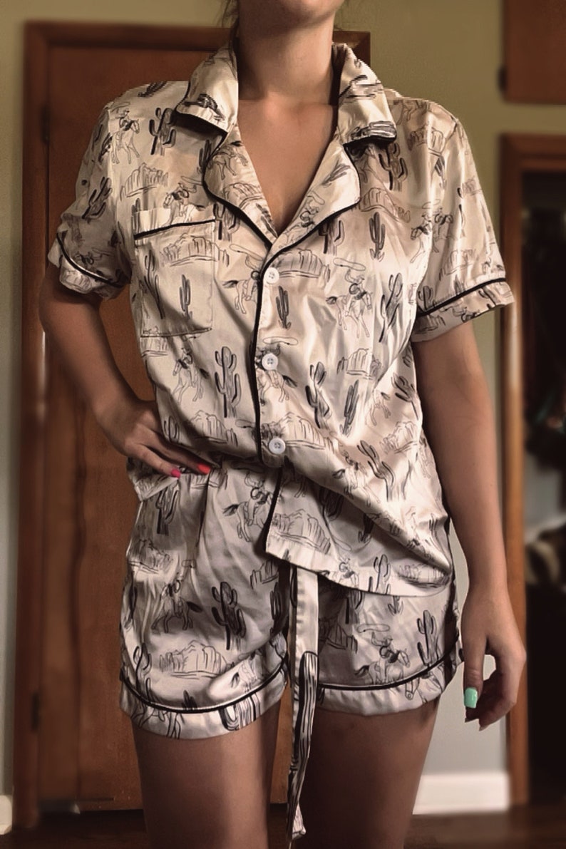 Western Satin Pajama Set for Women - Etsy