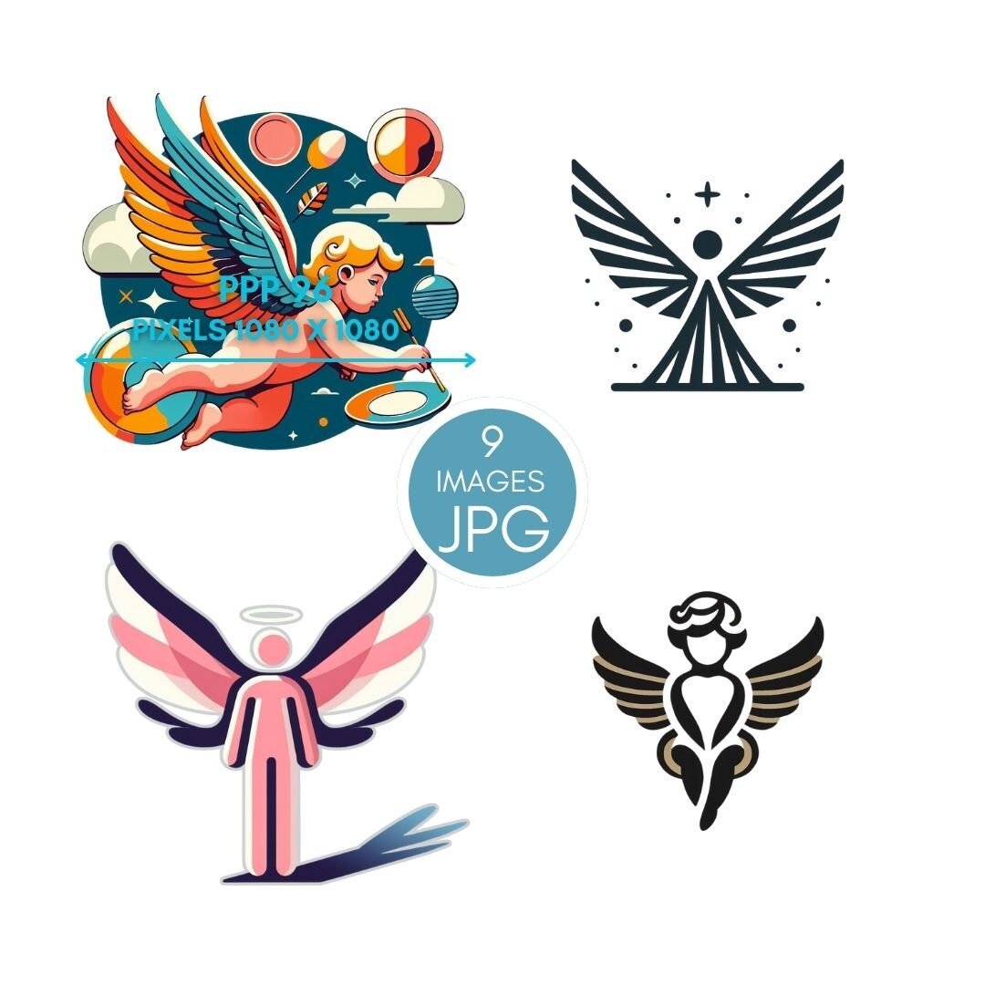 9 Imagenes De Angeles Minimalista Prediseñadas En PNG - Descarga ...