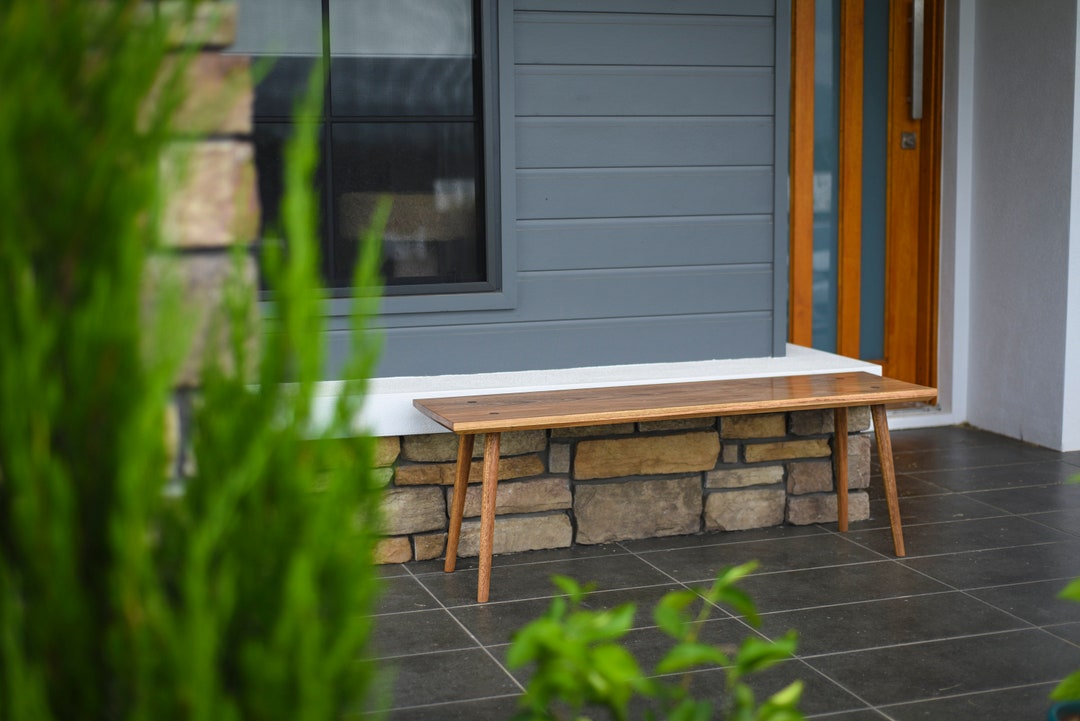 Handmade Spotted Gum Timber Bench: Elegant Tapered Leg Design - Etsy