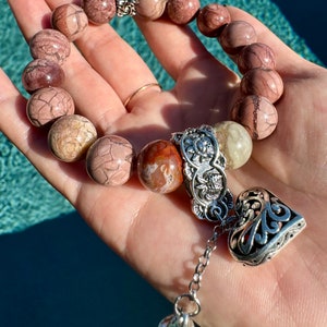 Natural Rare Pink Alashan Marble Agate Bracelet 13mm Premium Quality ...