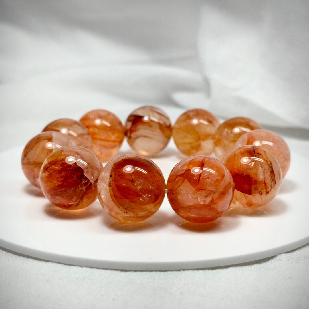 Rare Premium Natural Red Hematoid Quartz Bracelet Red Fire Quartz ...