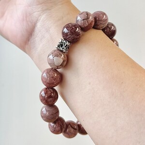 Natural Rare Pink Alashan Marble Agate Bracelet 13mm Premium Quality ...