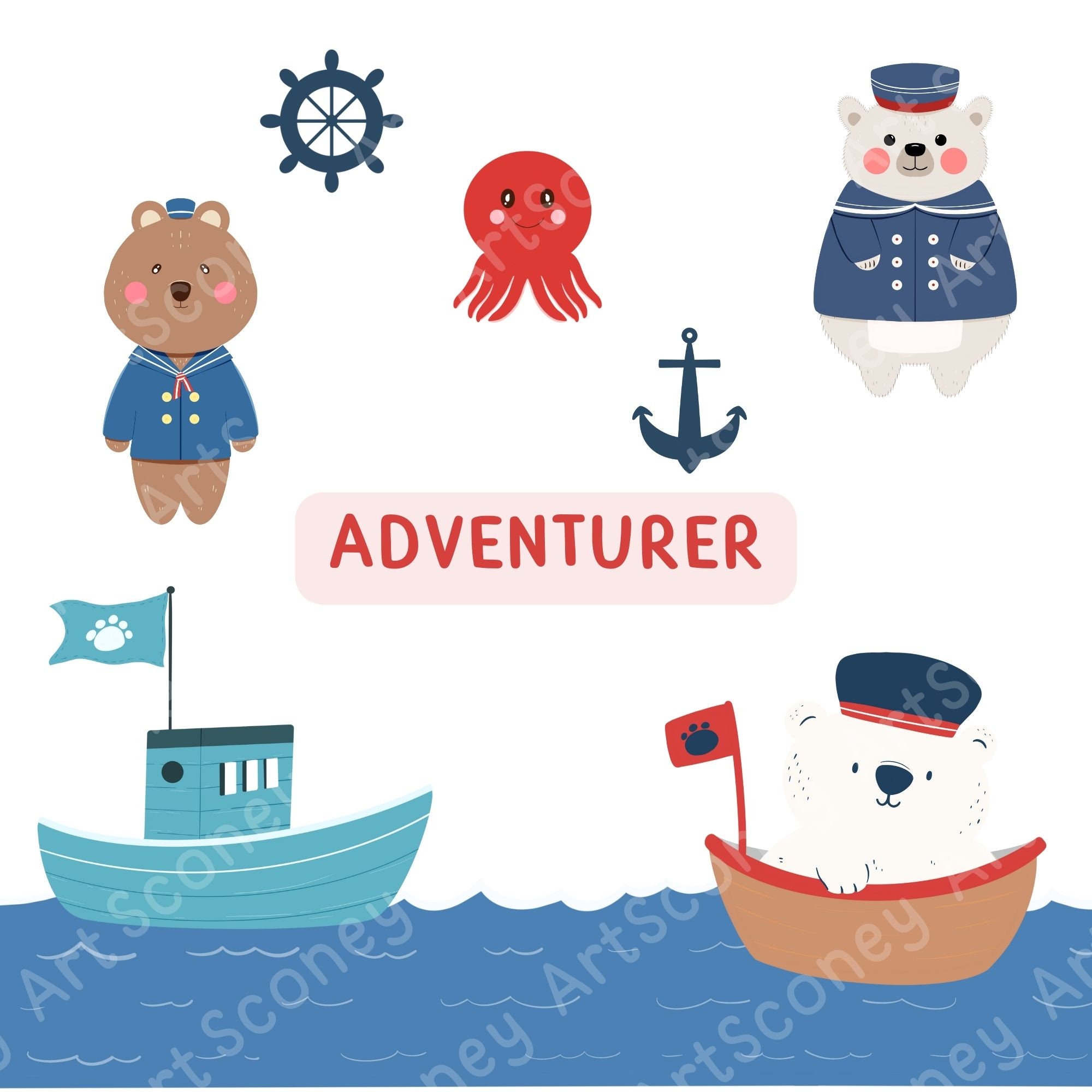 Bear PNG, Bear Adventurer PNG Clip Art, Traveler, Boat PNG - Etsy