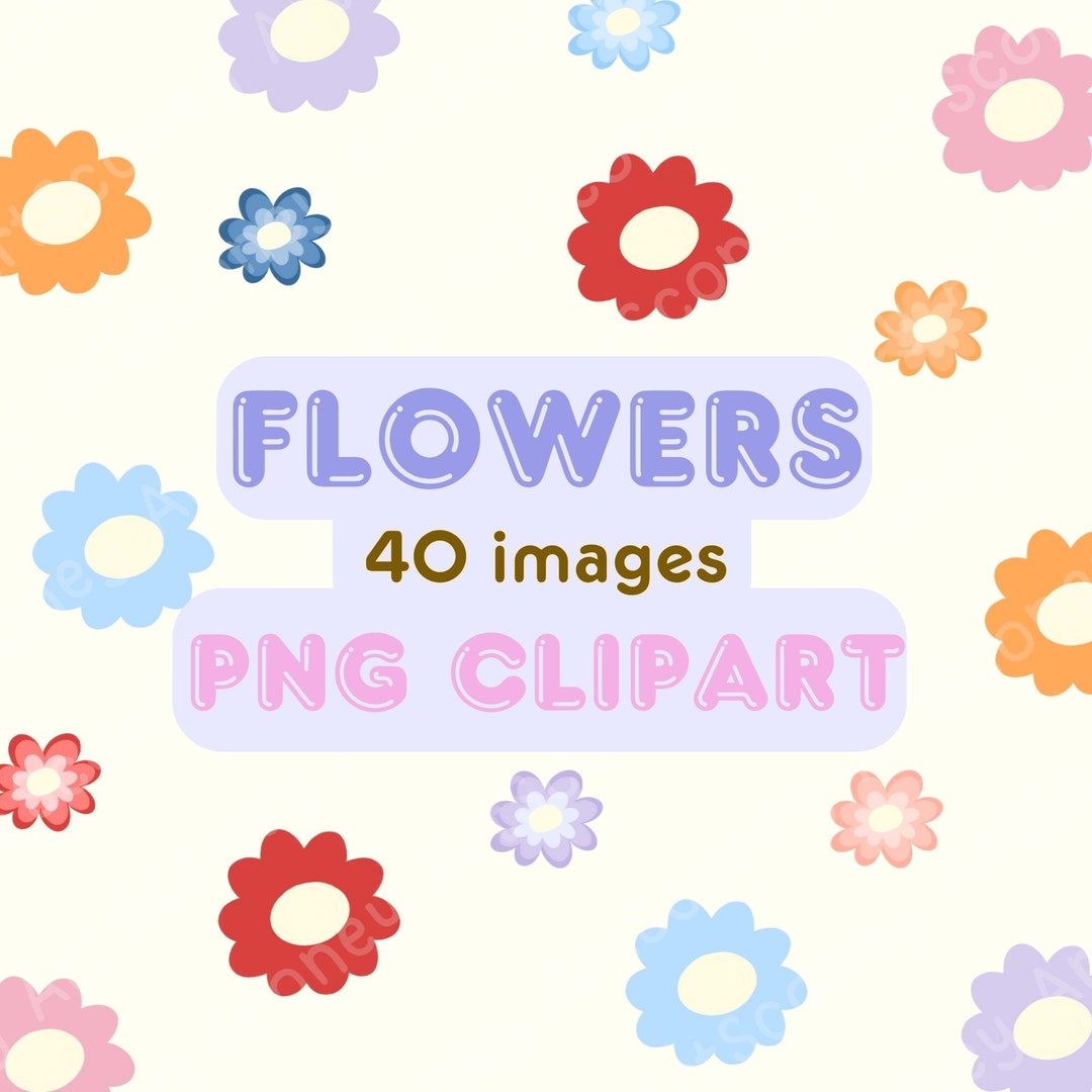 Flowers Clipart Set, Pastel Flowers, Colorful Flowers, Flowers PNG ...