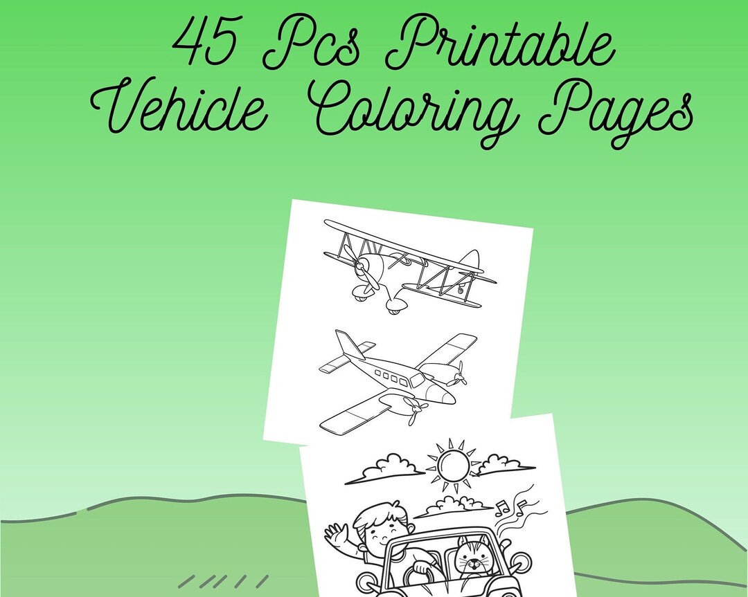 45 Pcs Printable Vehicle Coloring Pages - Etsy