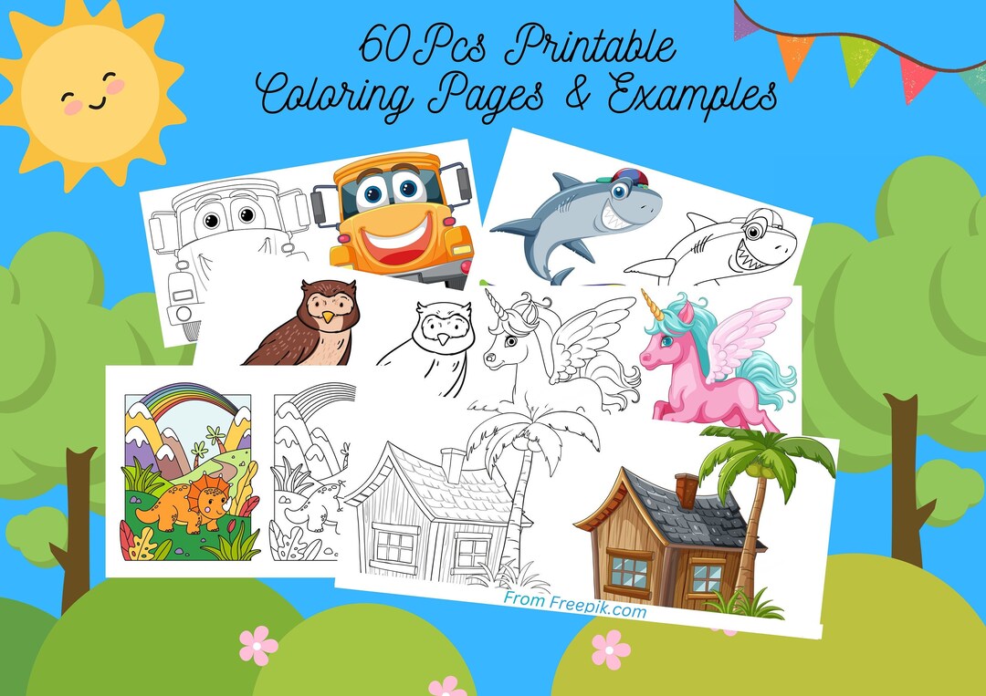 60 Pcs Coloring Pages and Examples - Etsy