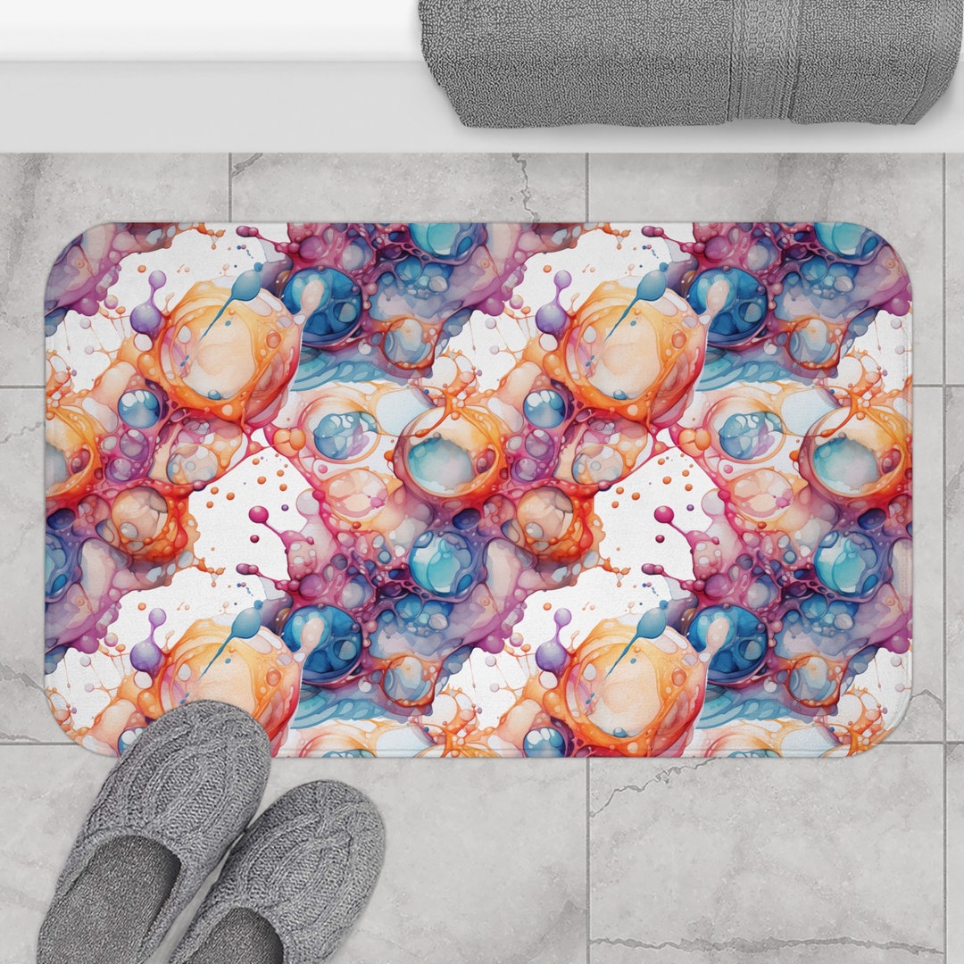 Colorful Watercolor Bubble Style Bath Mat - Etsy