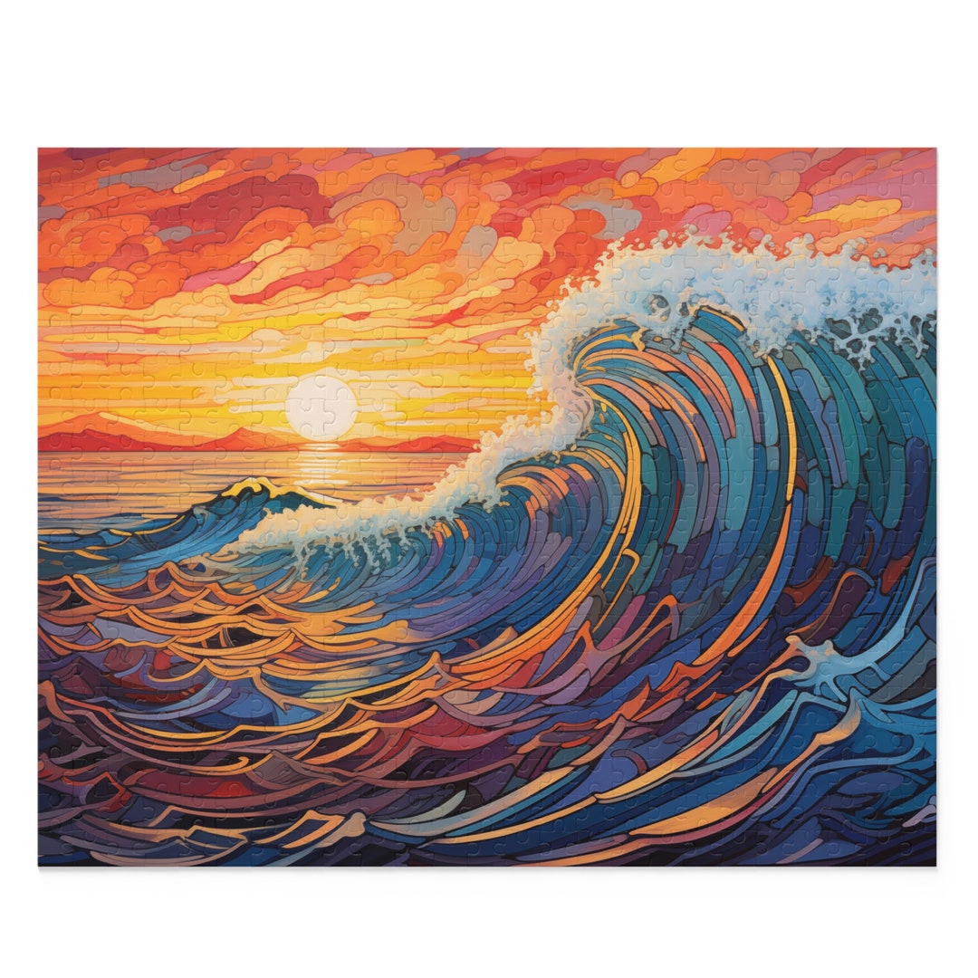 Wonderful Ocean Sunset Polygon Style Puzzle Jigsaw Puzzle 120, 252, 500 ...