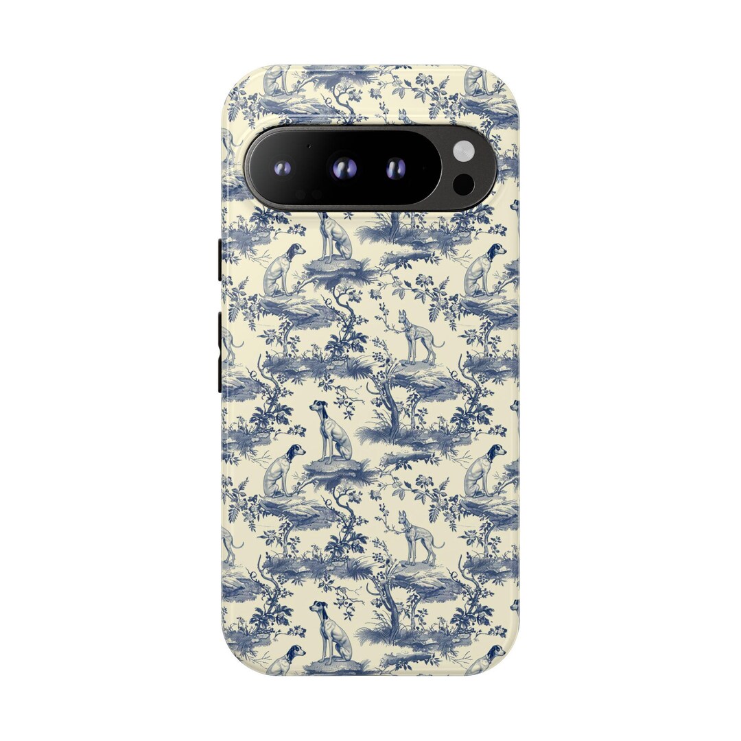 Exquisite French Toile Royal Blue Whippet Dog Pattern -premium Tough ...