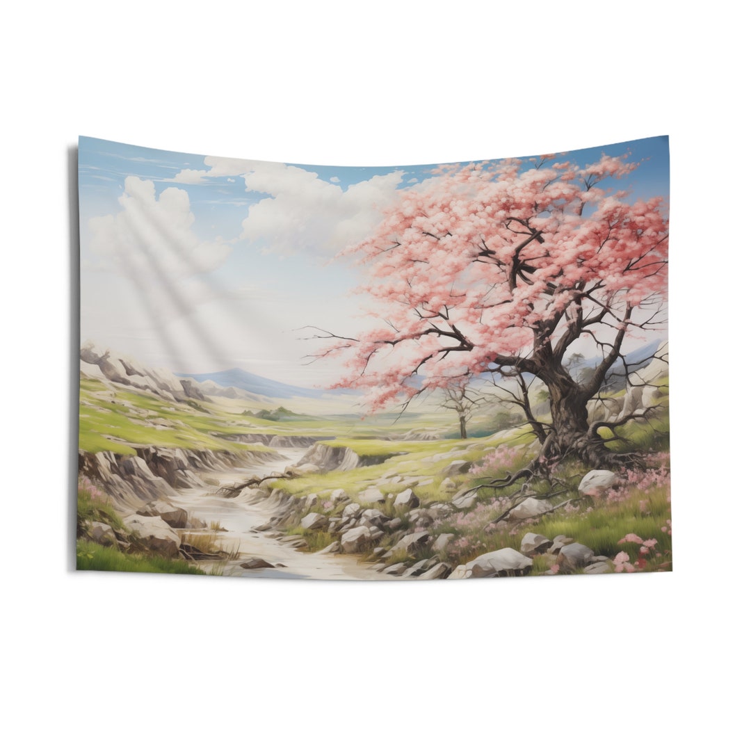 Calming Cherry Blossom Tree Tapestry Indoor Wall Tapestries - Etsy