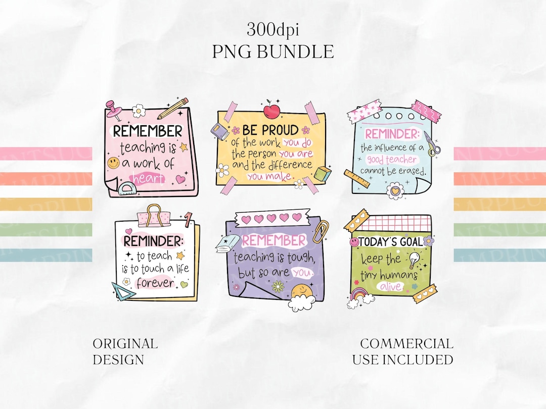 Teacher Notes PNG Bundle: School Digital Designs, Reminders Girly ...