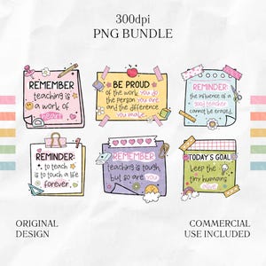 Teacher Notes PNG Bundle: School Digital Designs, Reminders Girly ...