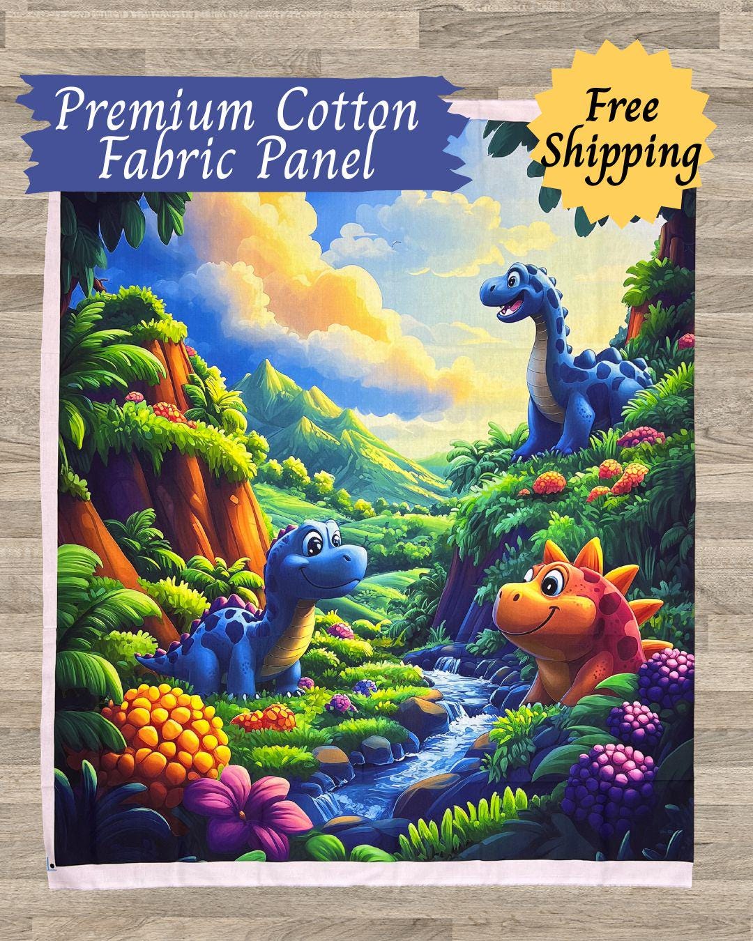 Dinosaur Quilt Panel – 36"x42" Colorful Cotton Fabric, Nursery Decor - Etsy