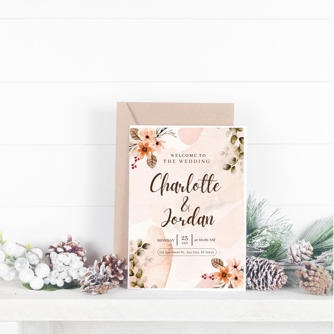 Beige Aesthetic Invitation Wedding Card - Etsy