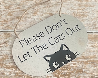 Be Careful Cat Sign Please Keep Door Closed Wood Vinyl Sign Porch Door ...