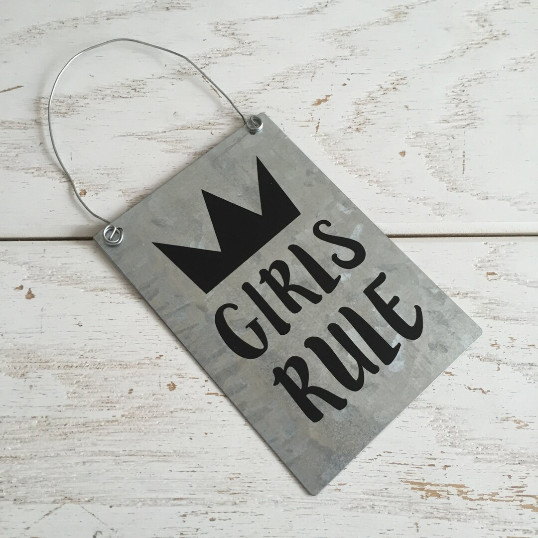 Girls Rule Sign on Galvanized Metal Girls Rule Nursery Decor Girls Rule ...