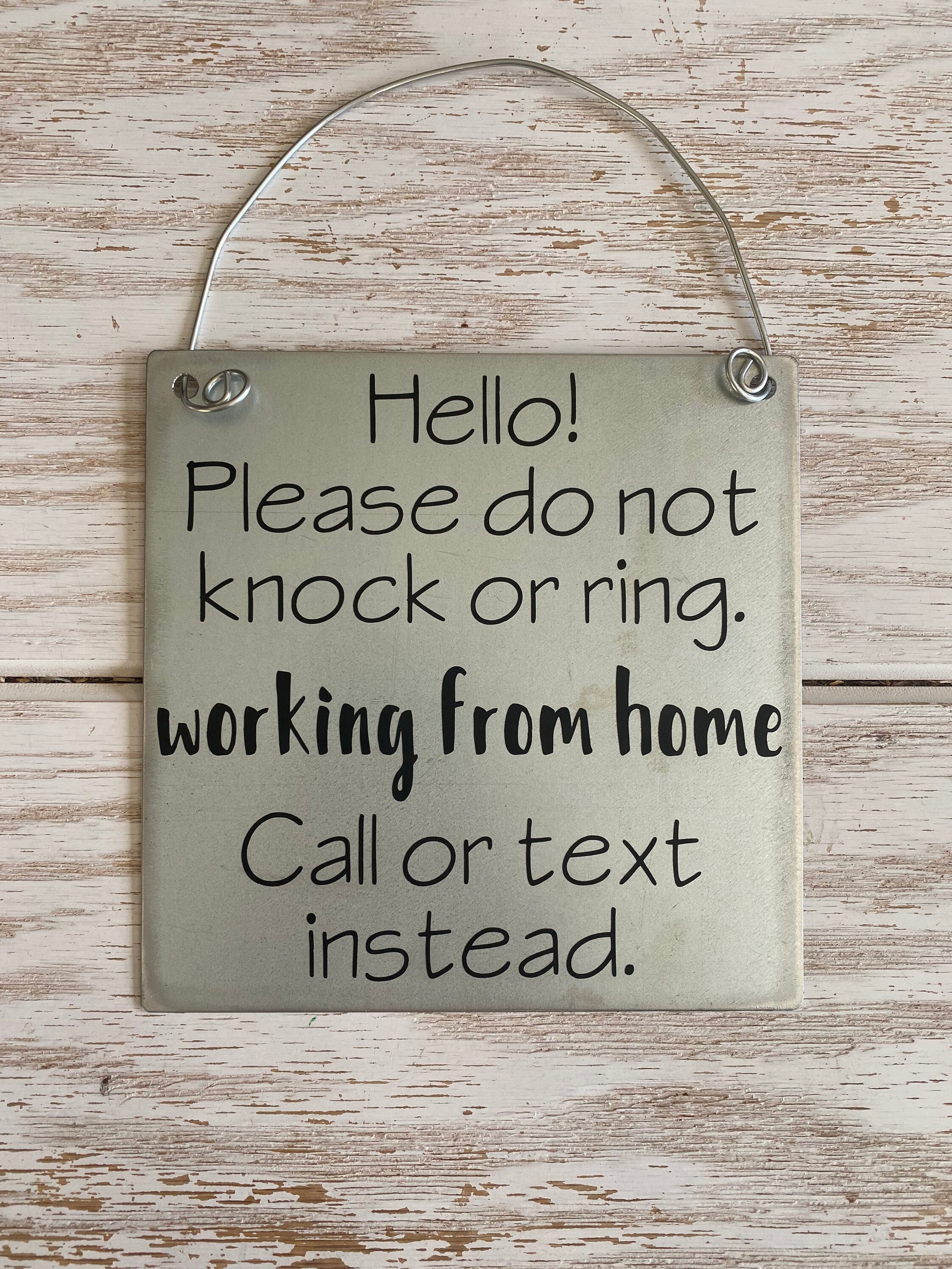 Working From Home Sign: Galvanized Metal, Do Not Disturb - Etsy