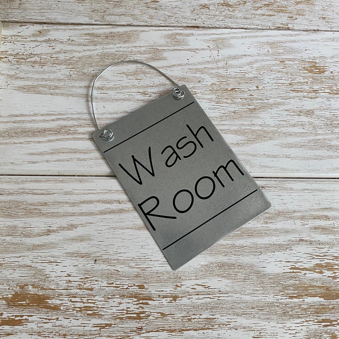 Galvanized Metal Wash Room Sign: Rustic Farmhouse Decor - Etsy
