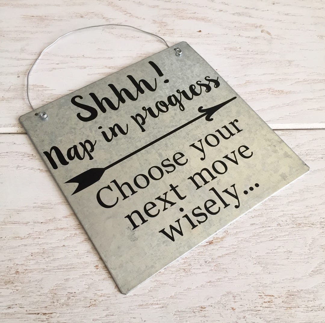 Nap in Progress Sign: Galvanized Metal Door Hanger - Etsy