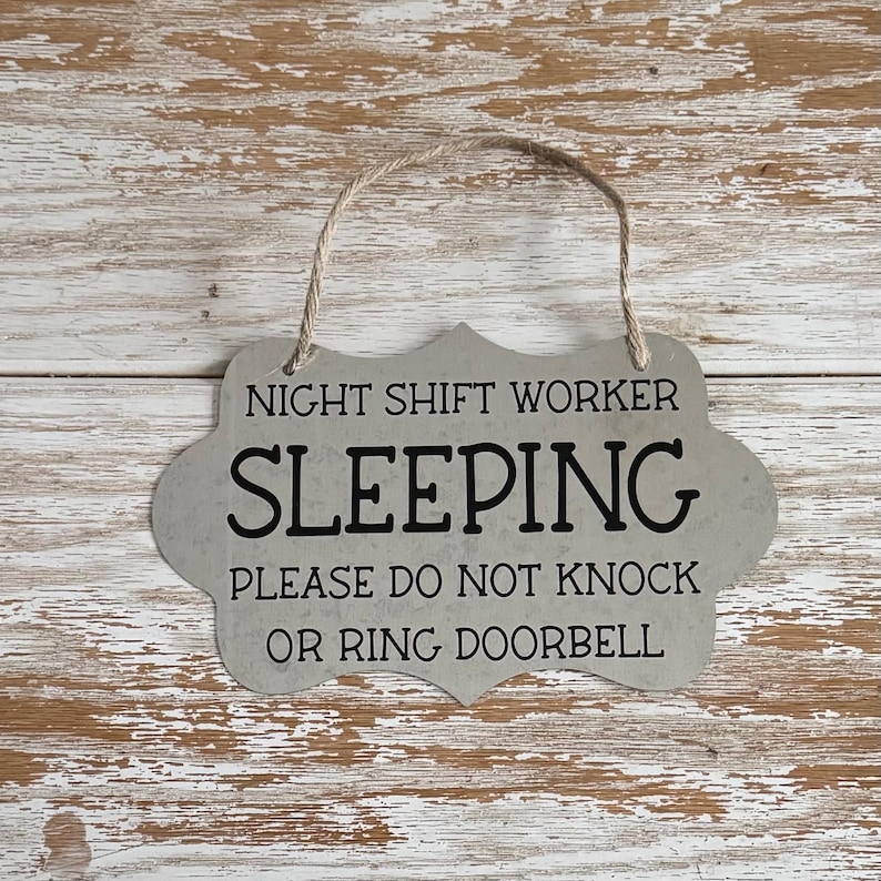 Night Shift Worker Sleeping Sign: Do Not Disturb Door Hanger - Etsy