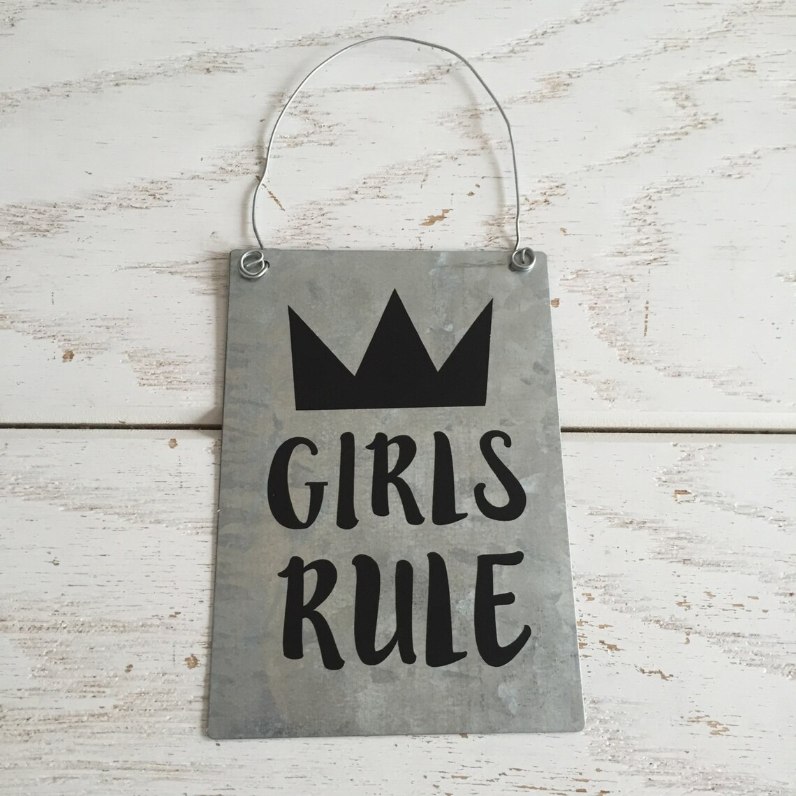 Girls Rule Sign on Galvanized Metal Girls Rule Nursery Decor | Etsy
