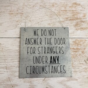 Galvanized Metal No Soliciting Sign: "we Do Not Answer the Door" - Etsy