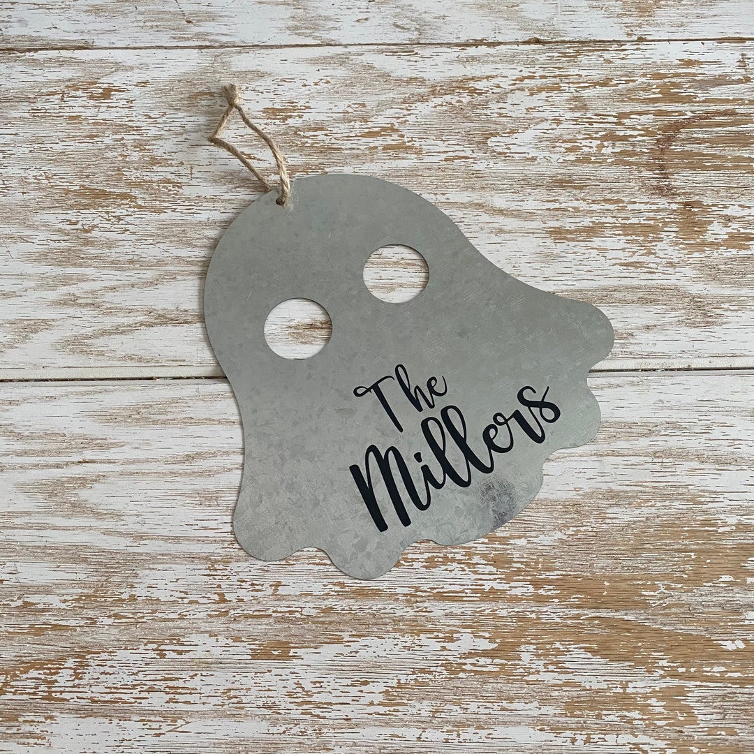 Personalized Halloween Ghost Door Sign: Galvanized Metal Family Name ...