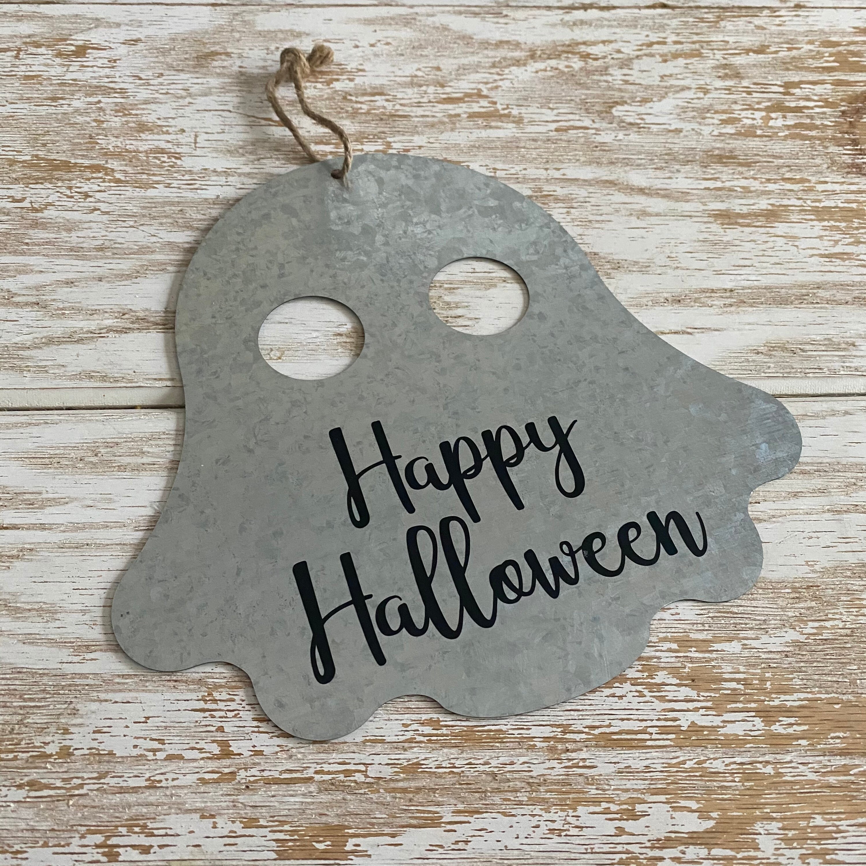 Galvanized Metal Ghost Sign: Happy Halloween Door Hanger - Etsy
