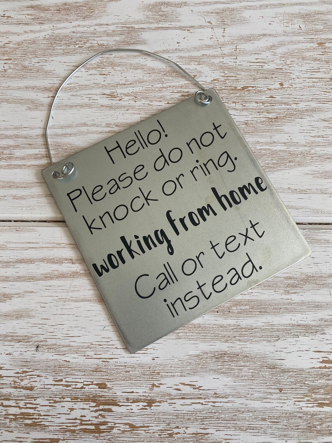 Working From Home Sign: Galvanized Metal, Do Not Disturb - Etsy