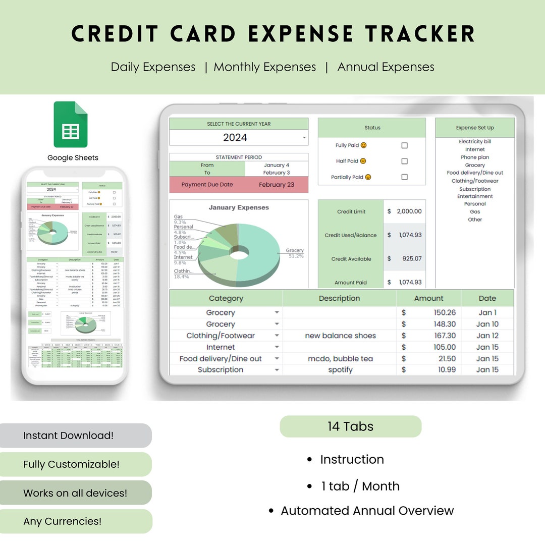 Credit Card Expense Tracker Credit Card Tracker Expense Tracker Google ...