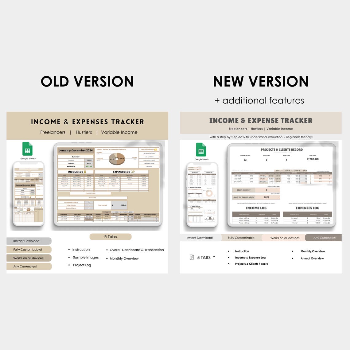 Freelancers Income & Expense Tracker | Variable Income Tracker | Client ...