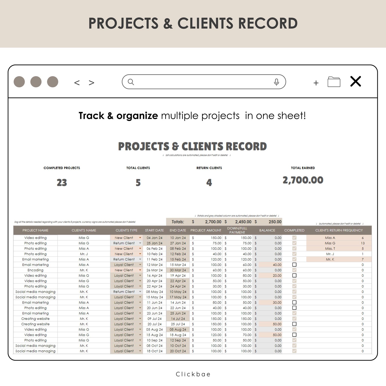 Freelancers Income & Expense Tracker | Variable Income Tracker | Client ...