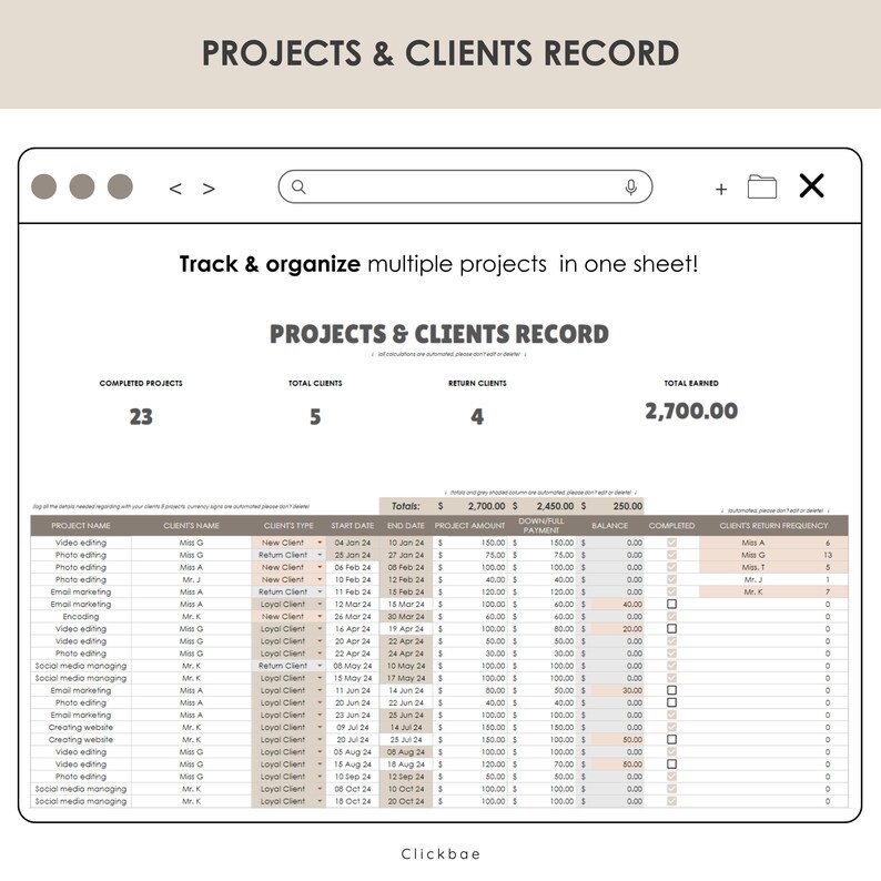 Freelancers Income & Expense Tracker | Variable Income Tracker | Client ...