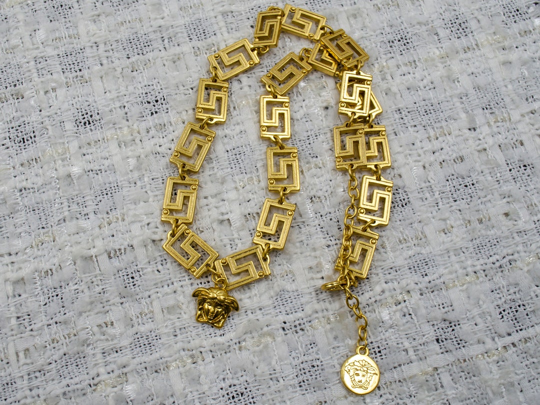 Vintage Versace Gold Metal Links Necklace With Medusa Charm - Etsy