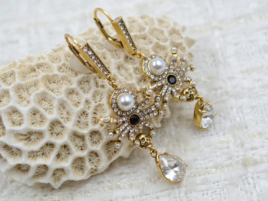 Vintage Alexander Mcqueen Spider and Scull Earrings - Etsy