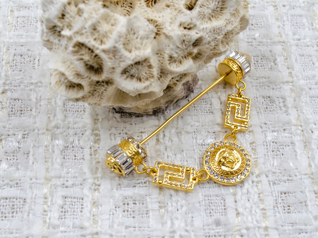 Vintage Versace Gold Metal Collar Pin With Medusa Logo - Etsy