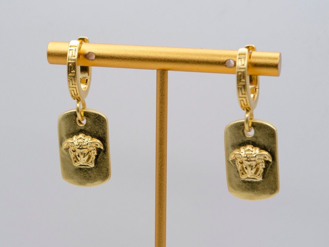 Vintage Versace Gold Metal Dangle Studs Earrings - Etsy