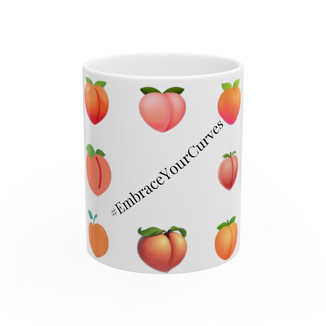 Get Cheeky With Our Body Positive Peach Emoji Ceramic Mug, Perfect for ...