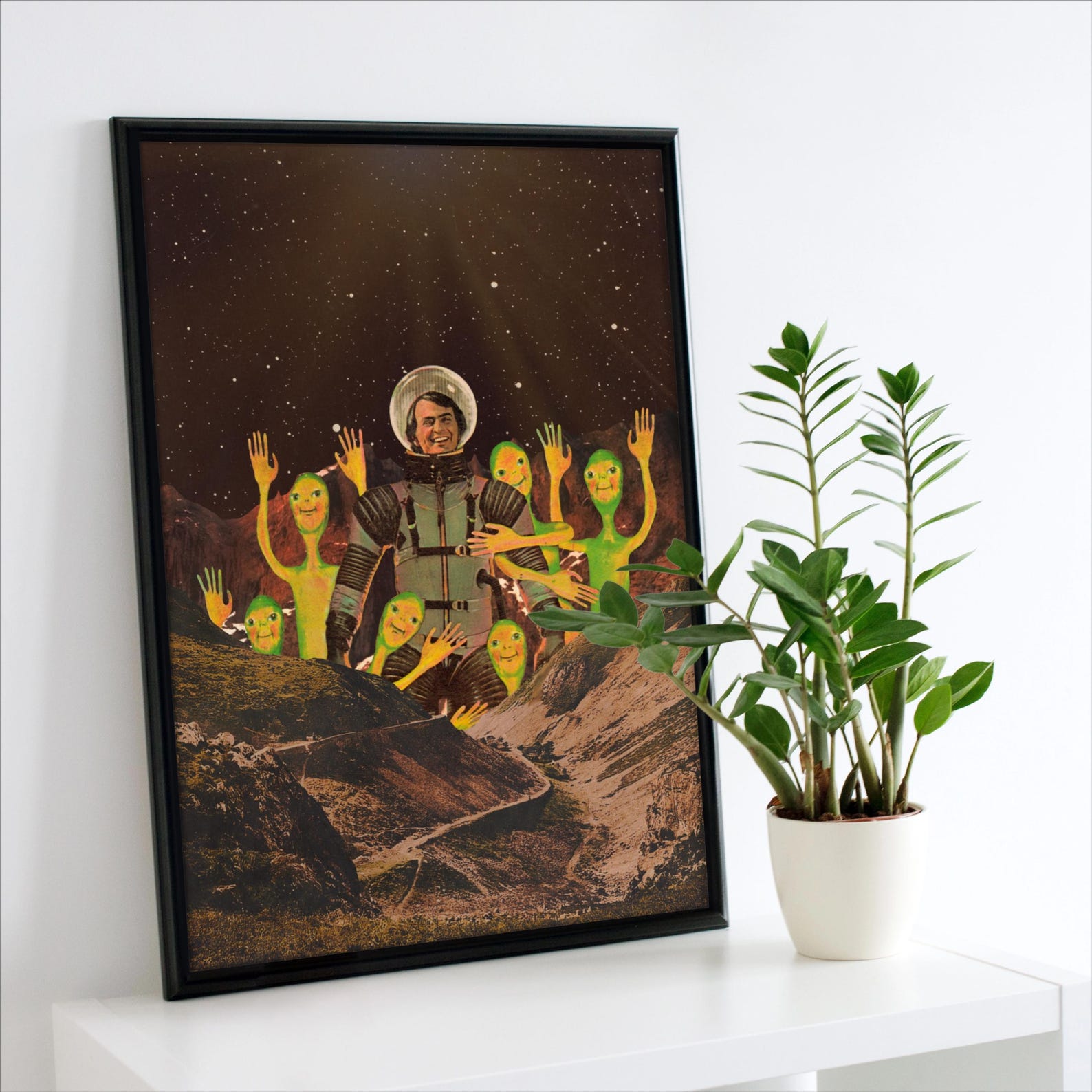 Space Friends – Retro Sci-fi Collage Art Print, High-resolution Digital ...