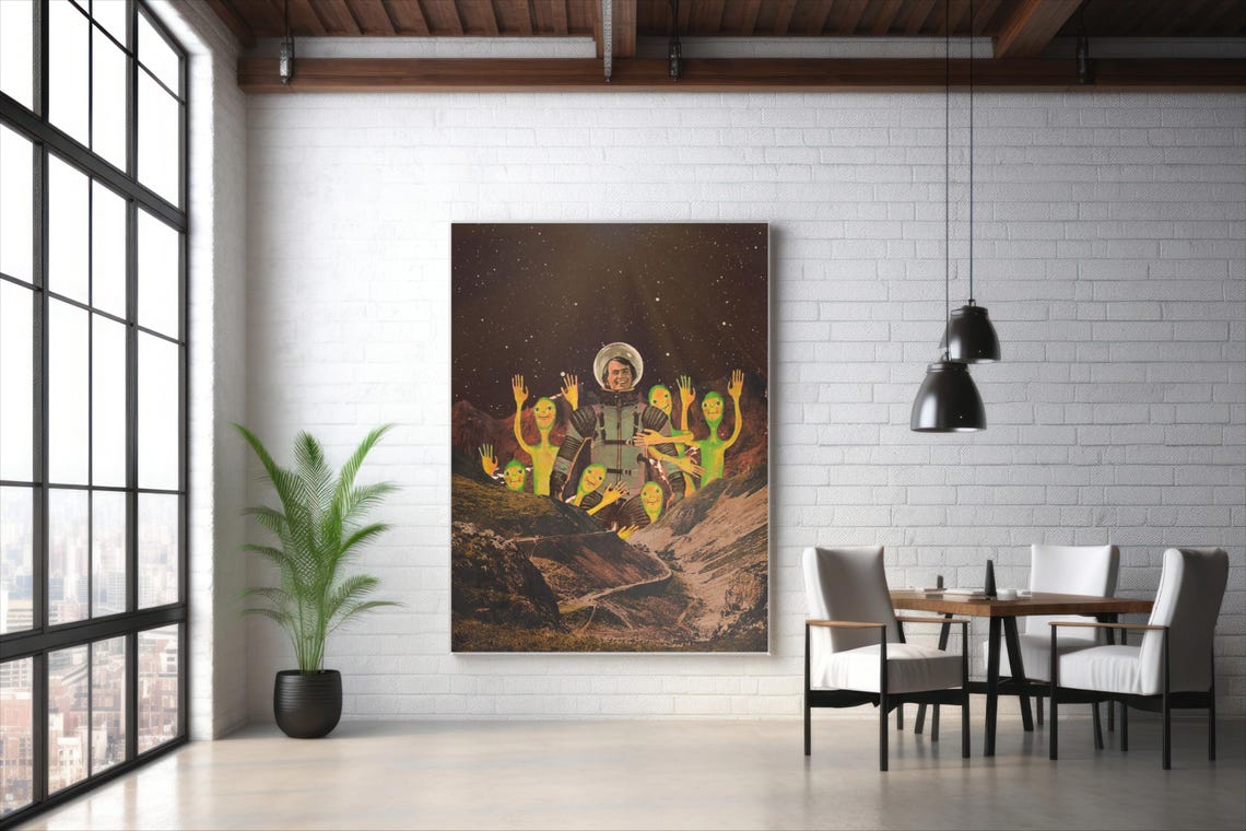 Space Friends – Retro Sci-fi Collage Art Print, High-resolution Digital ...