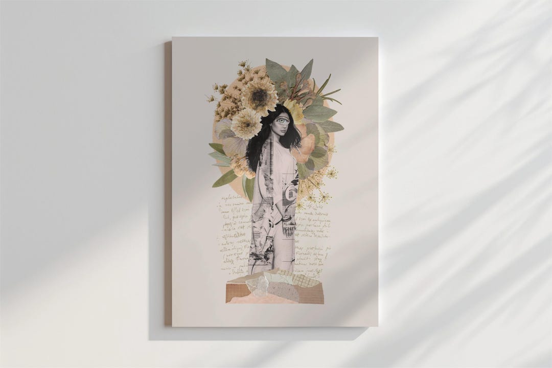 Surreal Floral Muse - Dreamy Collage Art Print | Ethereal Floral Wall ...
