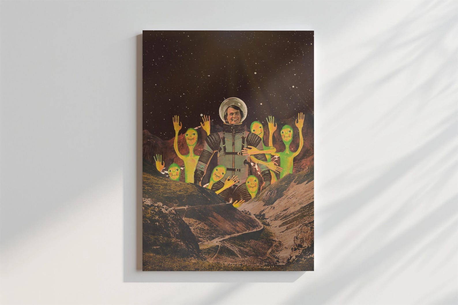 Space Friends – Retro Sci-fi Collage Art Print, High-resolution Digital ...