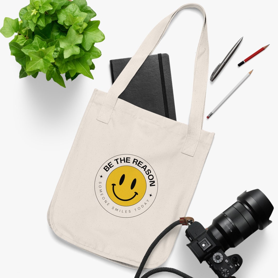 Smiley Face Tote, Eco Tote, Positive Tote, Tote Gift, Motivational Gift ...
