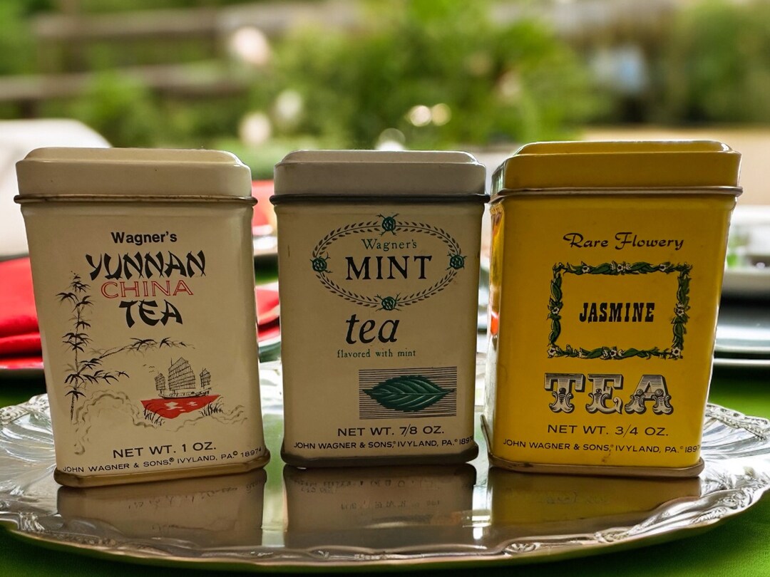 Vintage Wagners Mini Tin Tea Boxes, Jasmine, Yunnan China Tea, Mint Tea ...