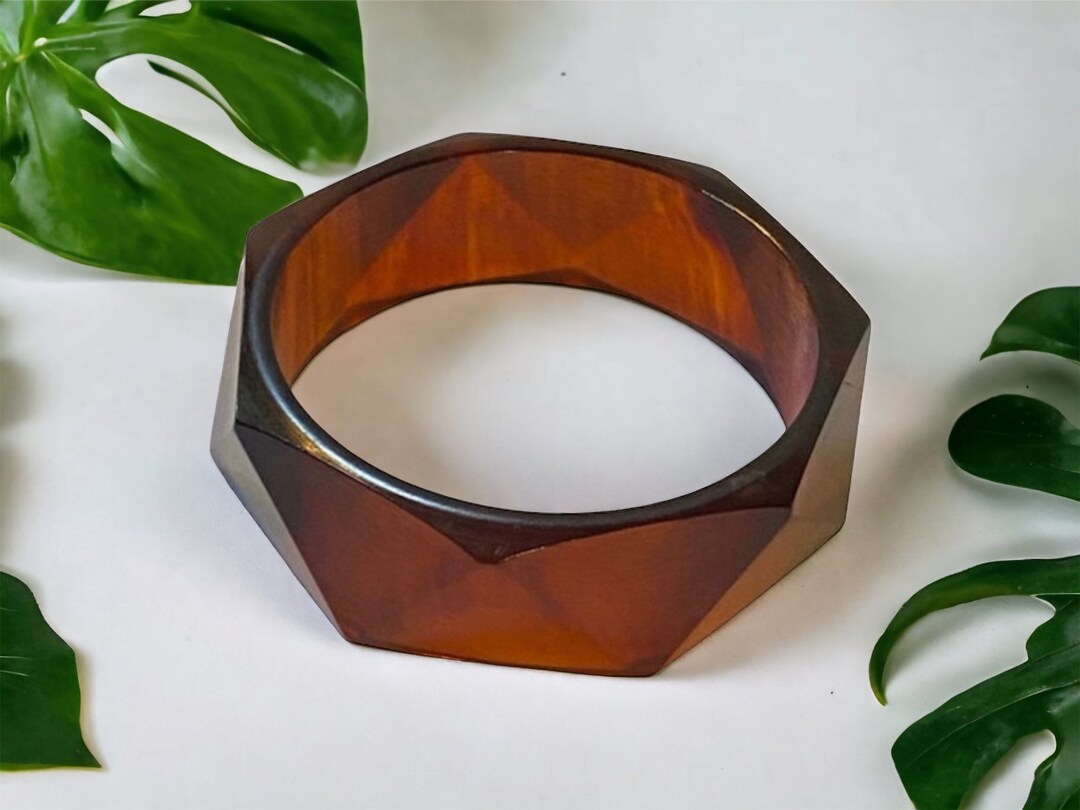 Vintage Wide Hexagonal Bakelite Faceted Tortoise Shell Bangle - Etsy