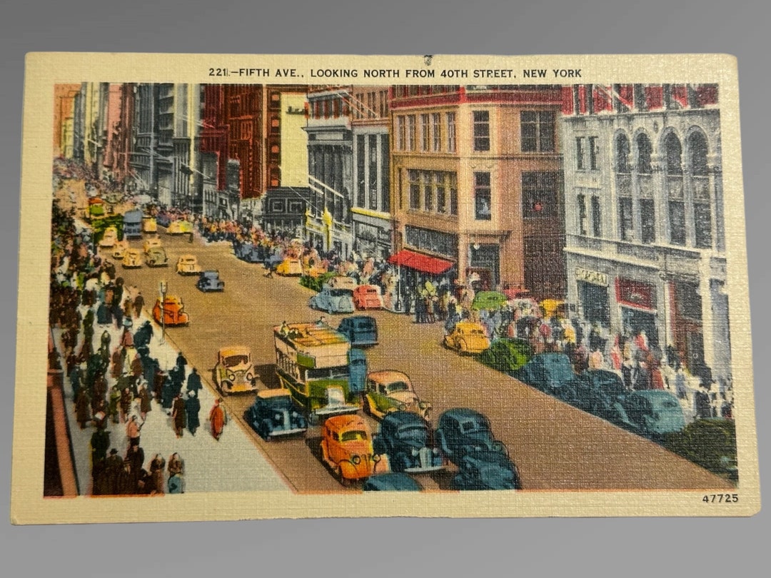 Vintage 1940s Postcard New York City Fifth Avenue Looking North From ...