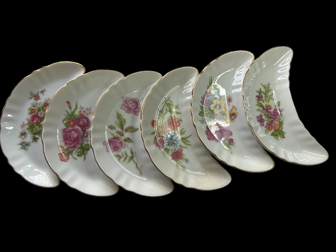 6 Vintage 1930 - 1940s Japan Porcelain Side or Fish Bone Plates 6 1/2 ...