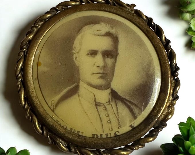 Rare Antique Religious Catholic Photo Pin Pope Pius X C. 1900 Mourning ...