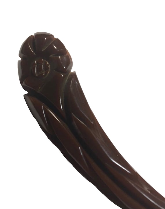 Large Chunky Vintage Deeply Carved Brown Bakelite Flo… - Gem