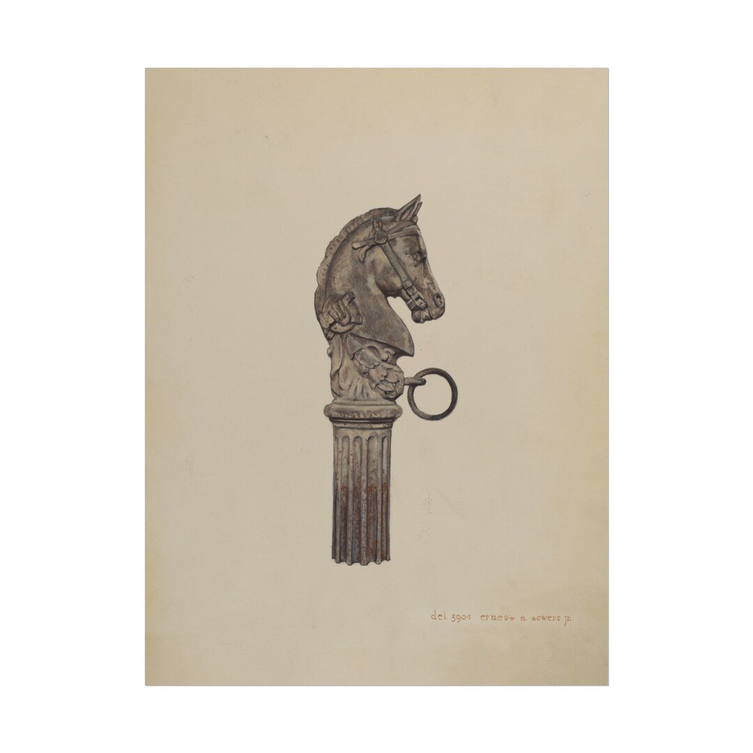 Antique Horse Hitching Post Wall Art Poster, Americana, Victorian ...